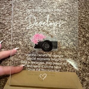 Party Supplies | New Acrylic Disposable Camera Event Photo Sign With ...